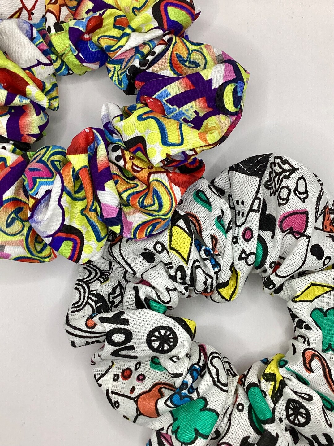 Graffiti Art Scrunchies, 80s, Multicoloured, Scrunchie, Hair Tie - Etsy ...