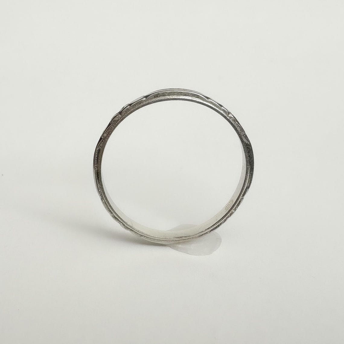Vintage 14K White Gold Floral Engraved Wedding Band - Stacking Ring ...