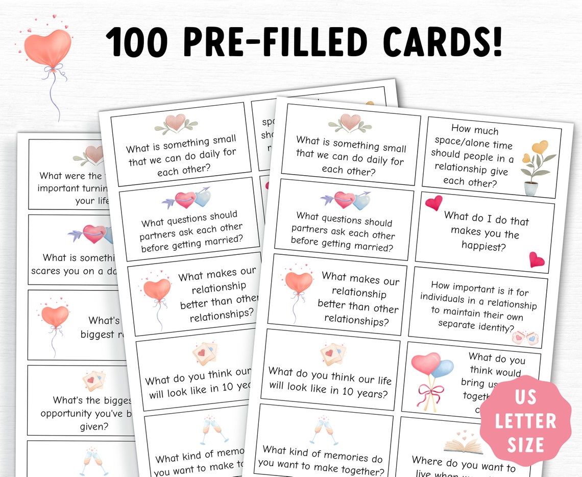 100 Conversation Starters Cards for Couples Couples Question - Etsy