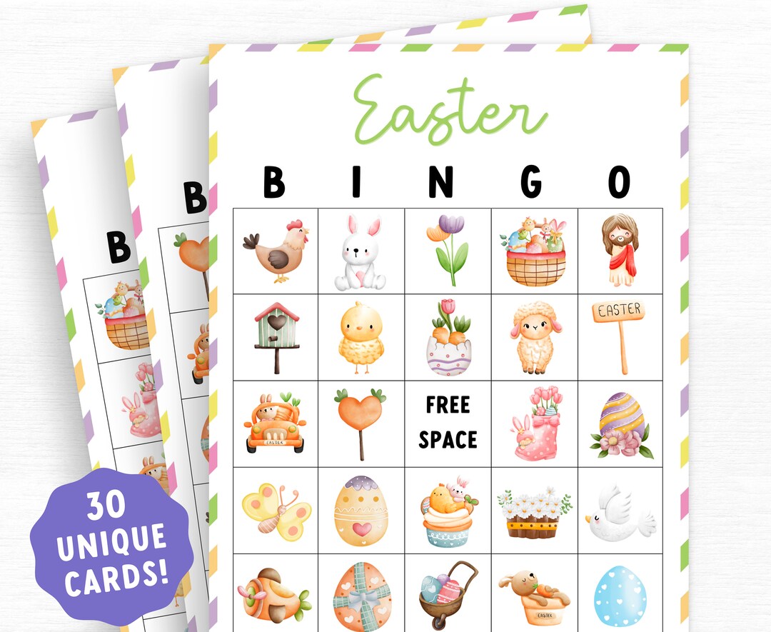Easter Bingo Cards Printable, Spring Bingo, Easter Activity for Kids ...