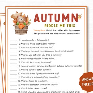 Autumn Riddle Me This Printable Game, Family Fall Game Printable ...