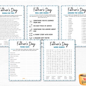 15 Printable Fathers Day Game Bundle, Fathers Day Games for Kids and ...