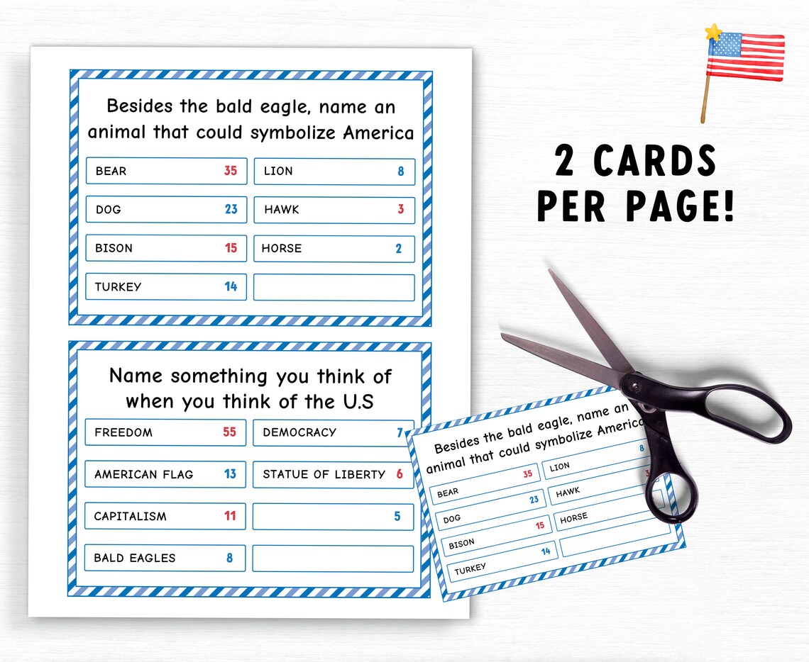 Fourth of July Friendly Feud Game, Trivia Night, Printable Family Feud ...