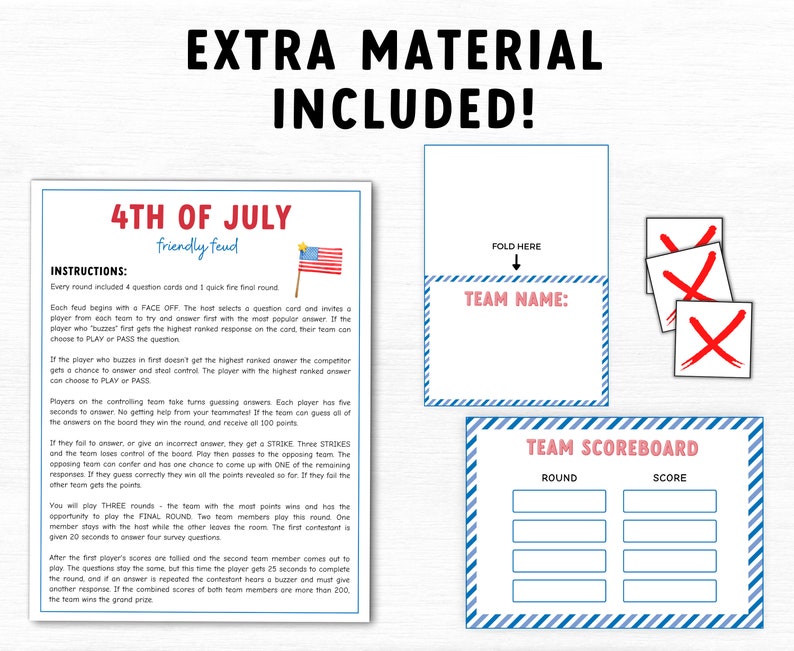 Fourth of July Friendly Feud Game, Trivia Night, Printable Family Feud ...