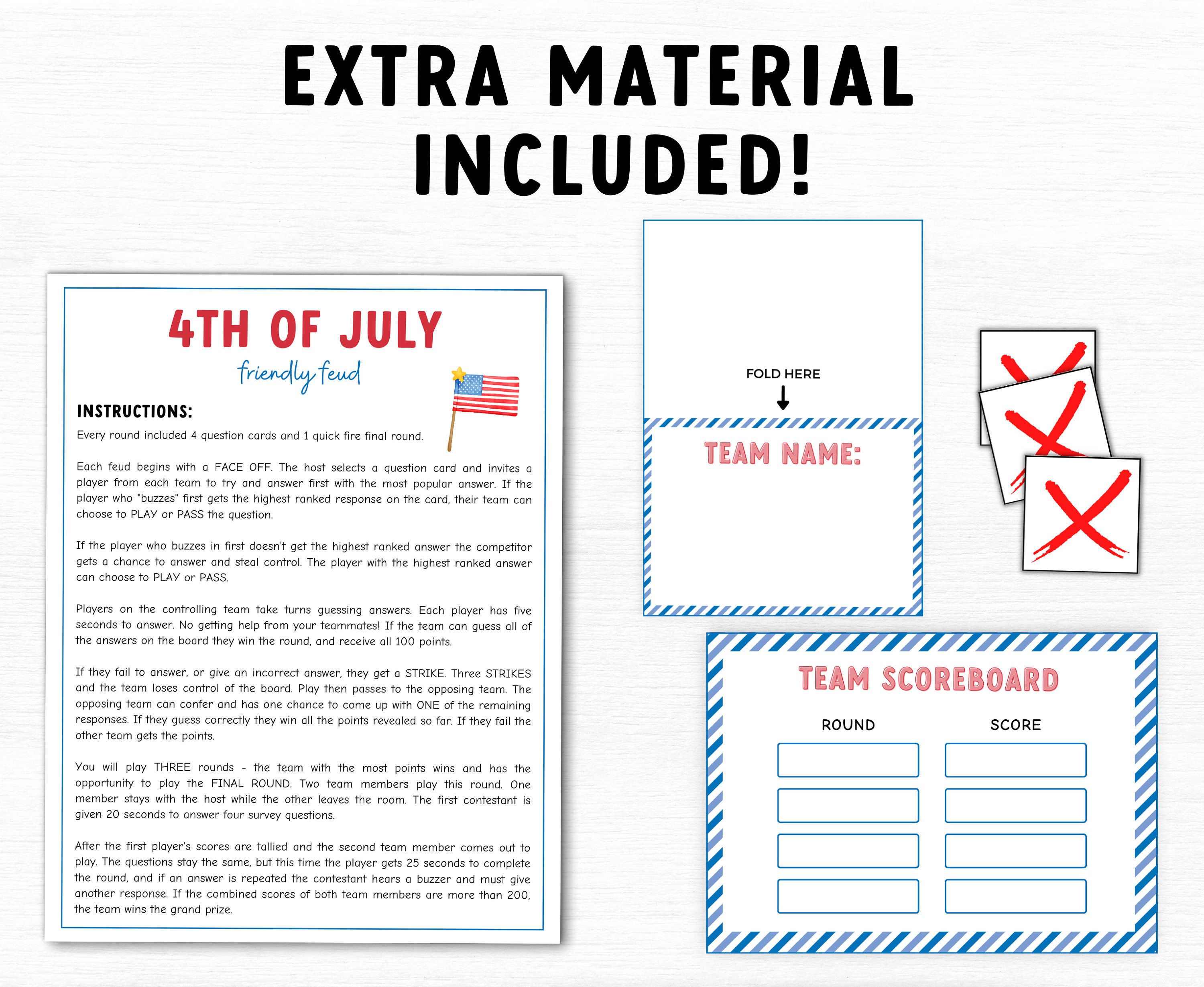 Fourth of July Friendly Feud Game, Trivia Night, Printable Family Feud ...