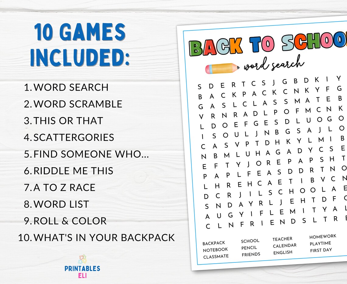 Back to School Games Bundle Printable Back to School Games - Etsy
