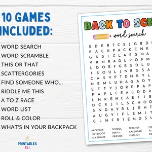 Back to School Games Bundle Printable Back to School Games - Etsy