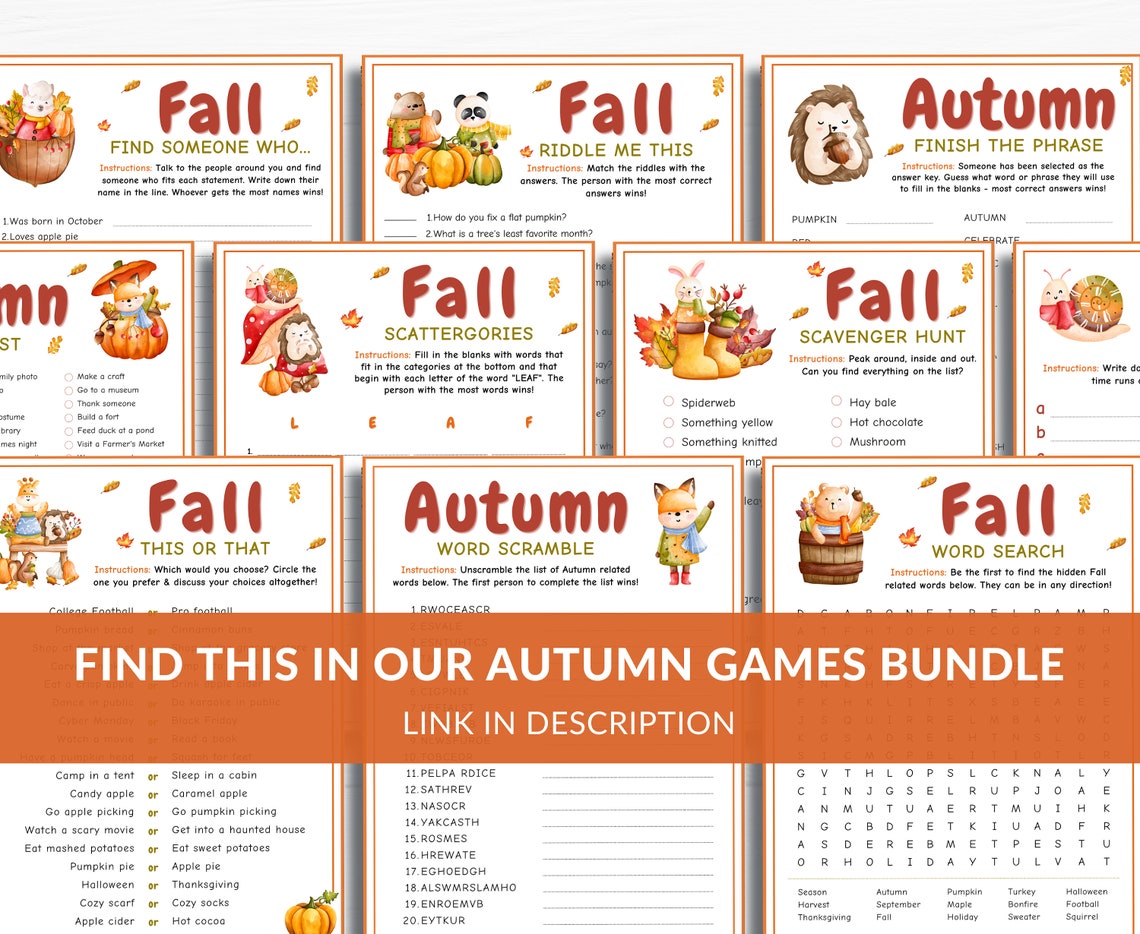 Autumn This or That Printable Game Printable Fall Party Game - Etsy