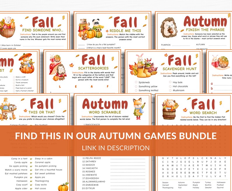 Autumn This or That Printable Game Printable Fall Party Game - Etsy