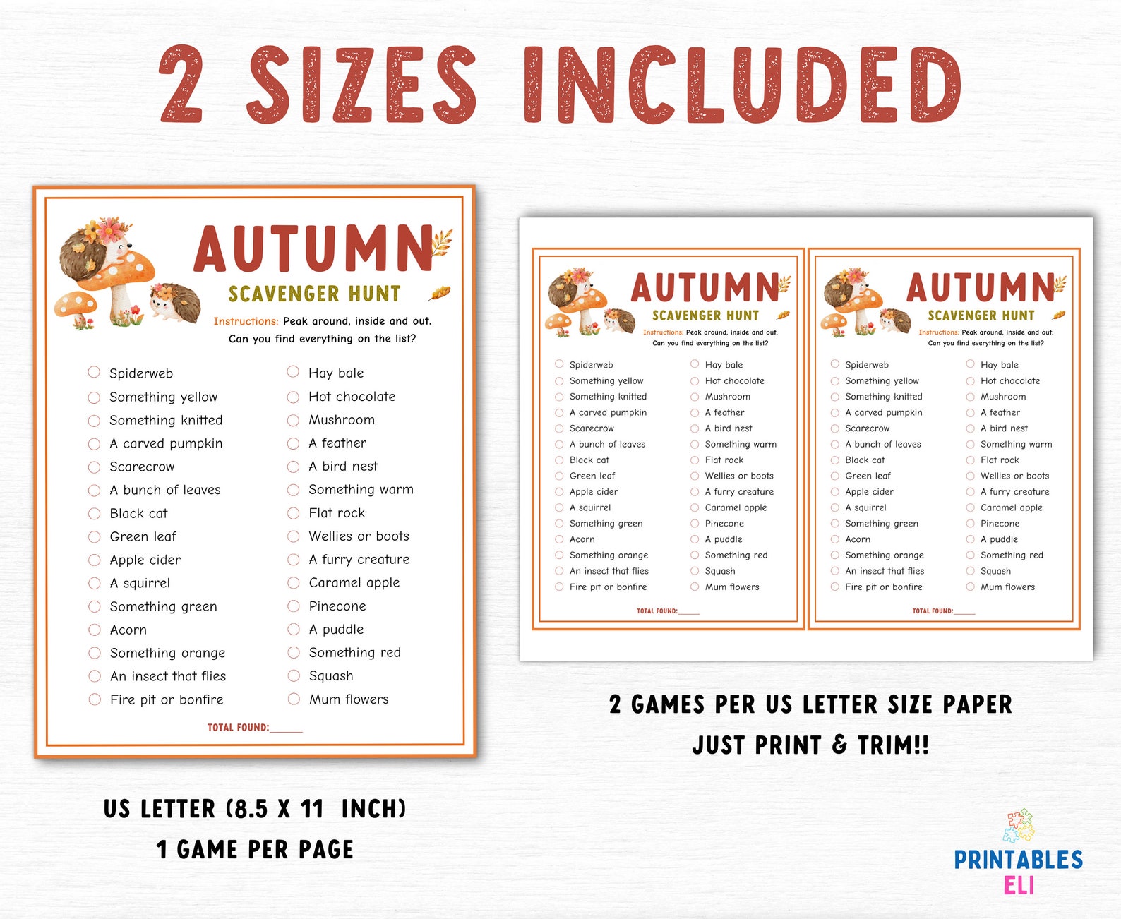 Autumn Scavenger Hunt Game, Printable Fall Party Game, Autumn Activity ...