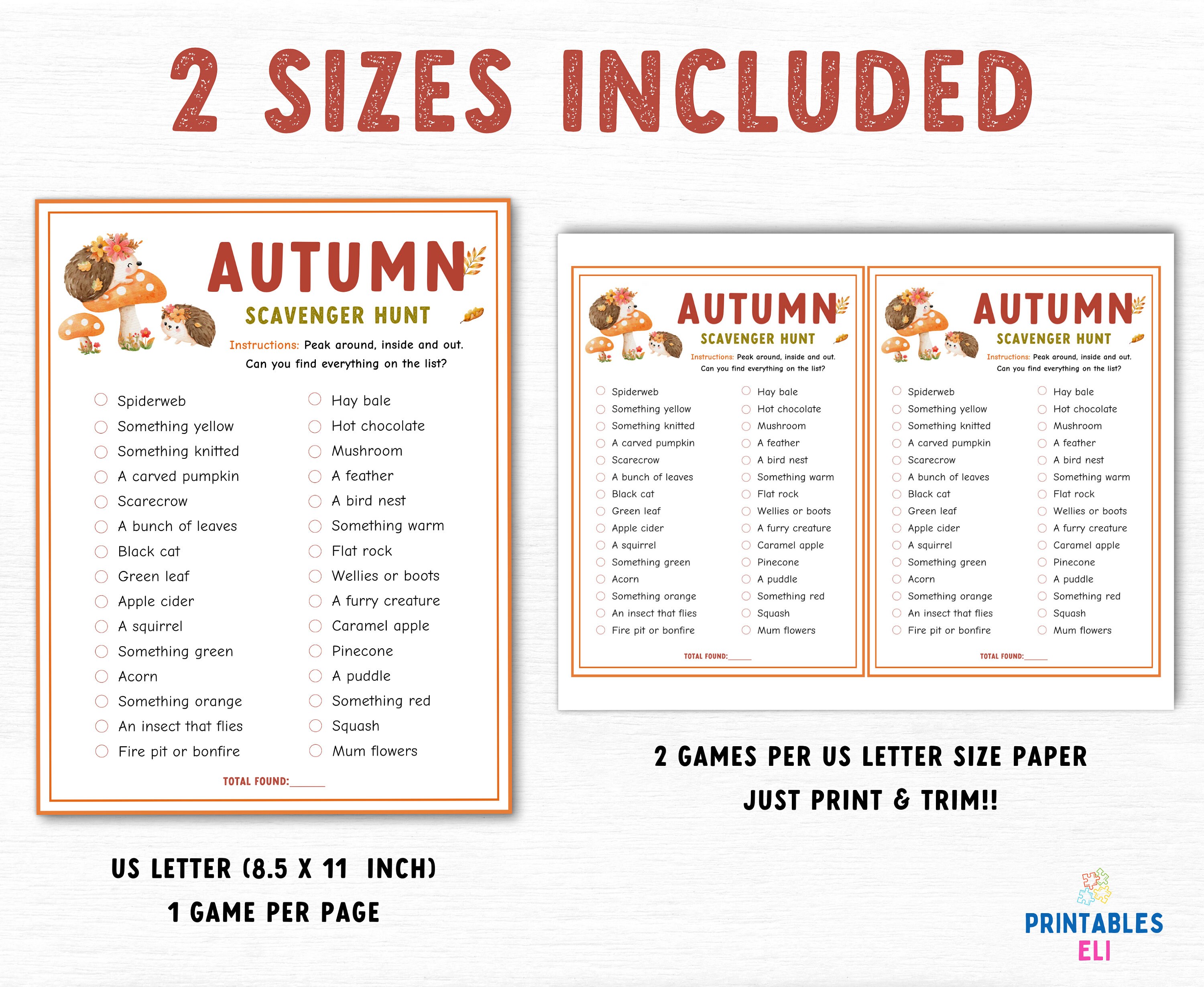 Autumn Scavenger Hunt Game, Printable Fall Party Game, Autumn Activity ...