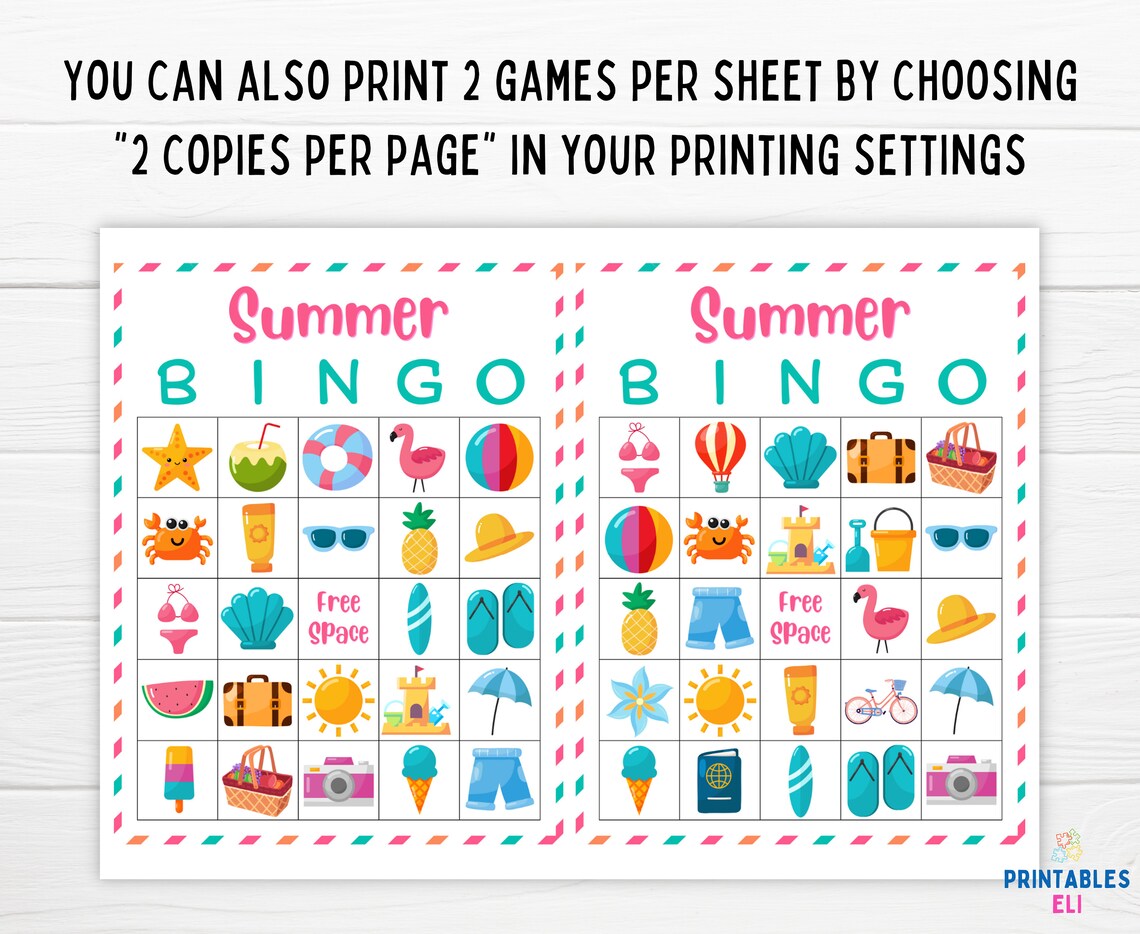 Summer Bingo Cards Printable Summertime Bingo Printable - Etsy