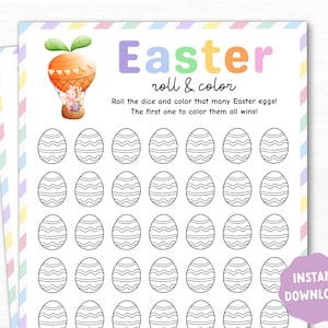 Roll and Color Easter Printable Game for Kids, Easter Activity ...