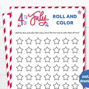 Roll and Color Fourth of July Printable Game 4th of July Game | Etsy