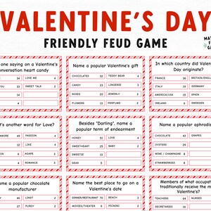 Valentines Day Friendly Feud Game, Couples Quiz Trivia Night, Family ...