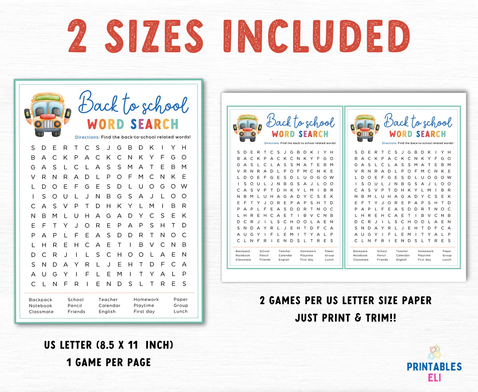 Back to School Word Search Printable Game Printable Back to - Etsy