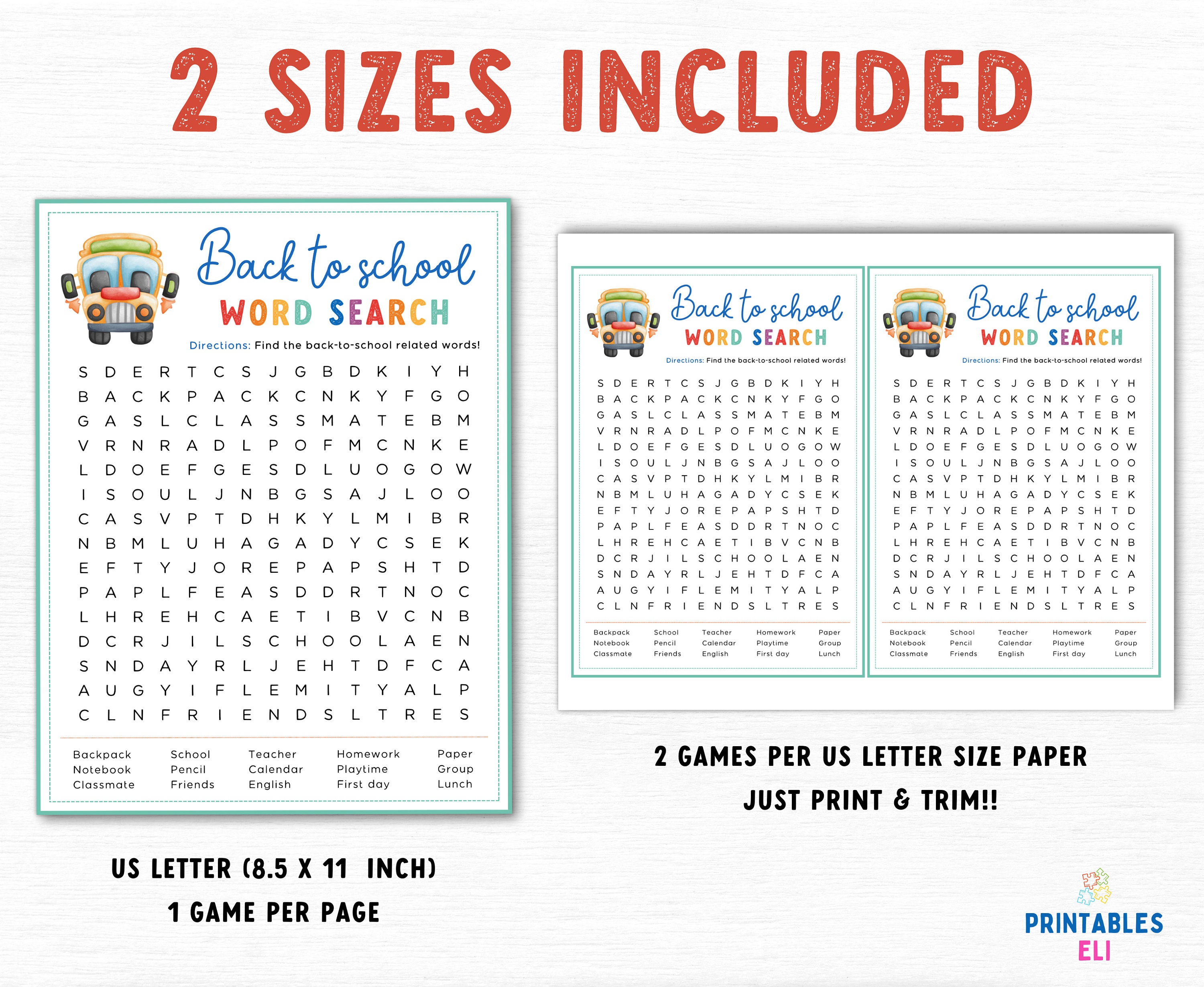 Back to School Word Search Printable Game Printable Back to - Etsy