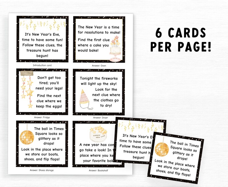 New Years Eve Treasure Hunt Clues for Kids, Holiday Treasure Hunt, Game ...