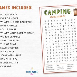 Camping Games Printable Bundle, Printable Camping Game for Kids and ...