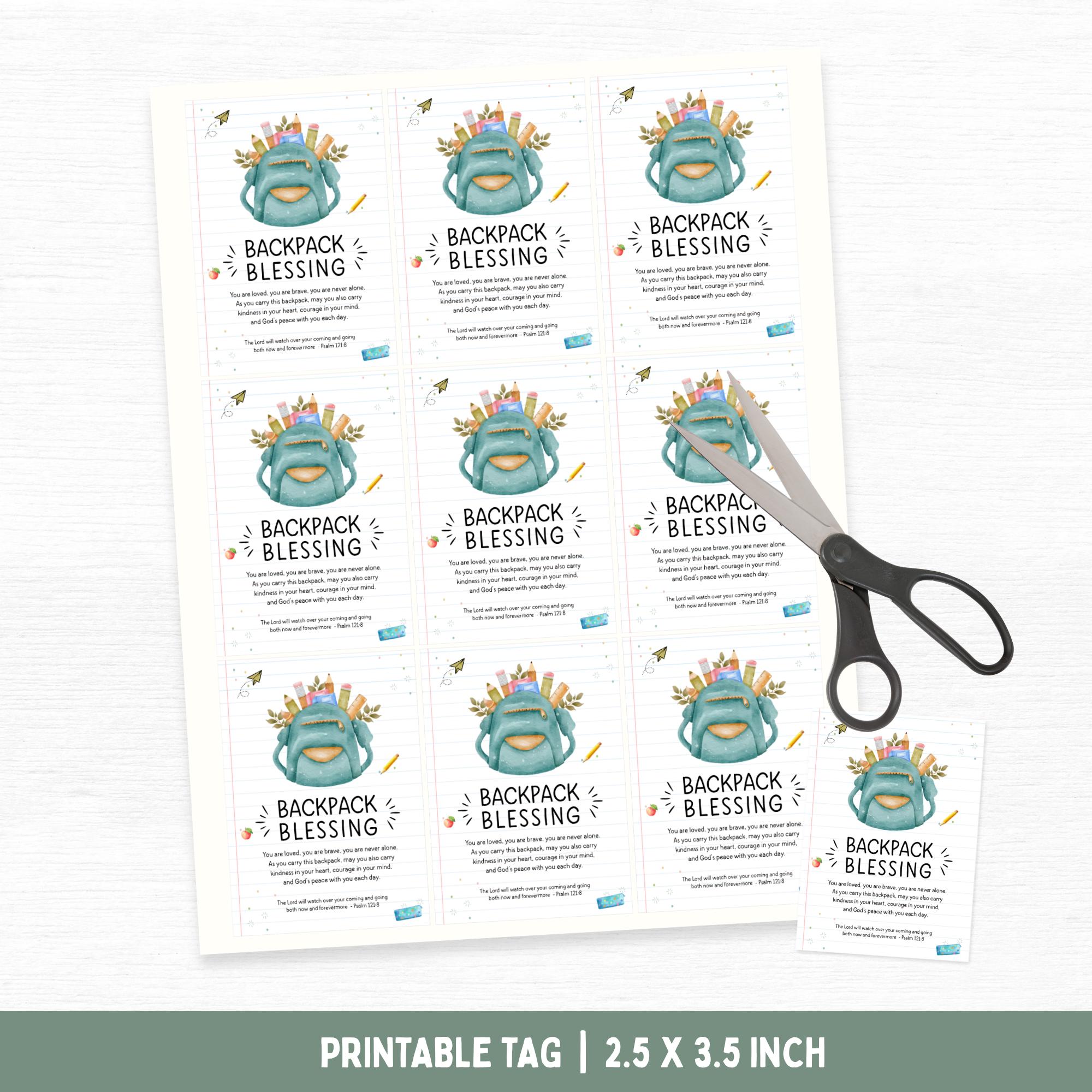 Backpack Blessing Tag | Back to School Gift Tag | Printable Backpack ...