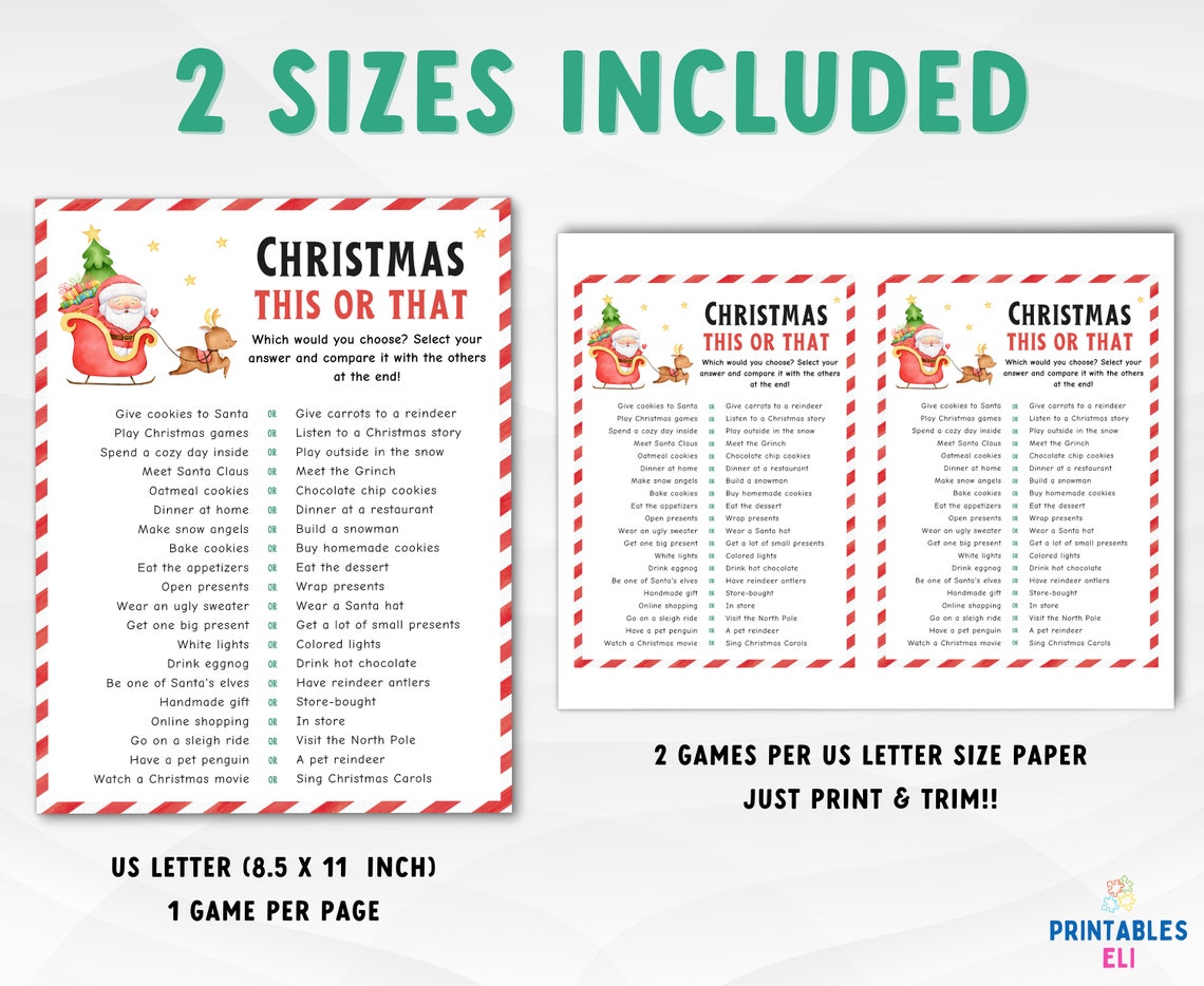 Christmas This or That Printable Game Christmas Party Game - Etsy