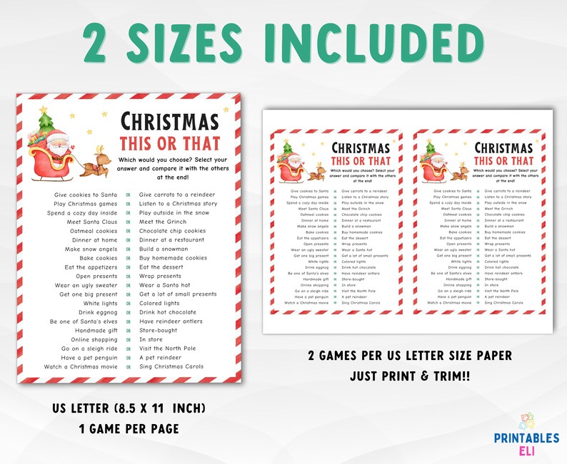 Christmas This or That Printable Game Christmas Party Game - Etsy