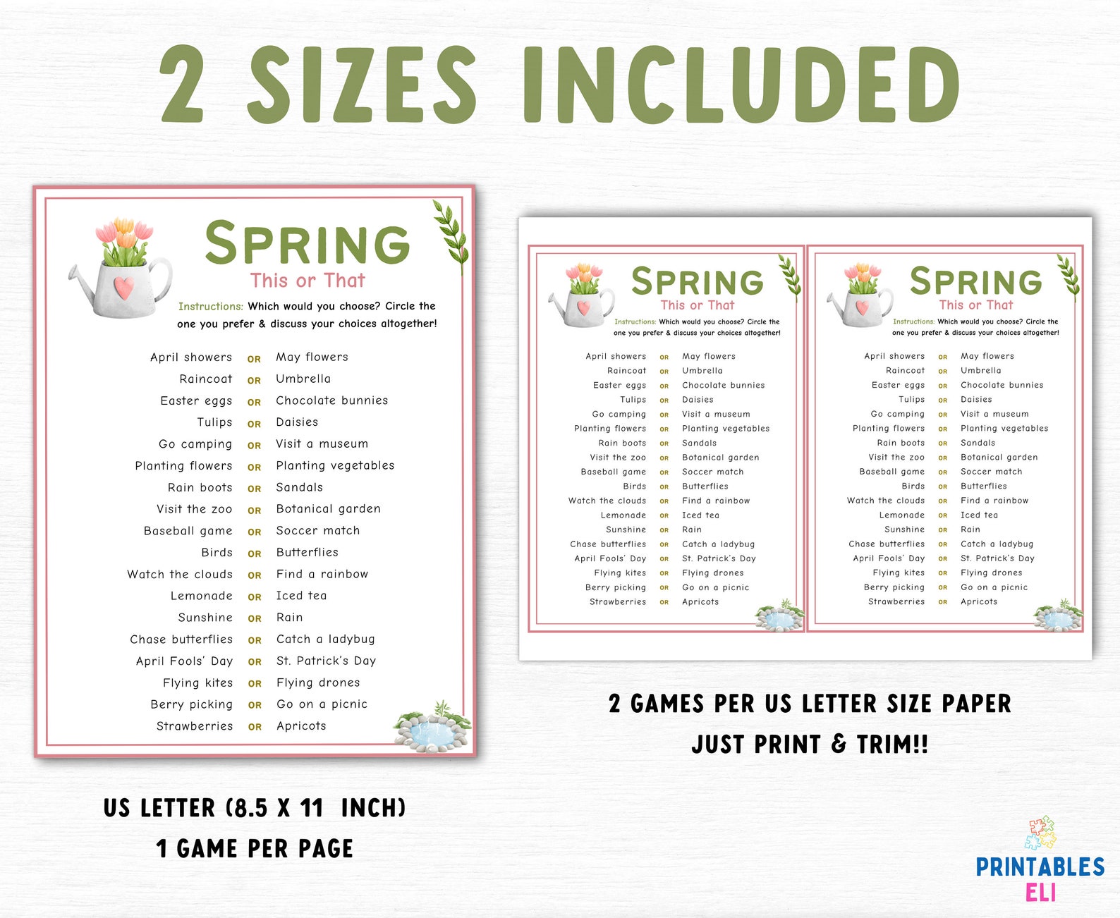 Spring This or That Printable Game, Printable Spring Party Game, Spring ...