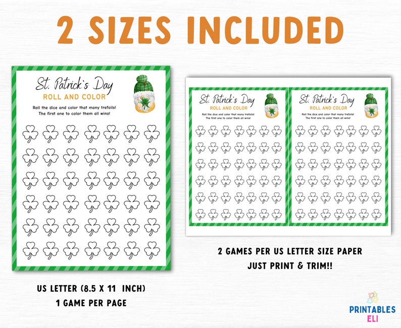 Roll and Color St. Patrick's Day Printable Game, Patrick's Day Page ...