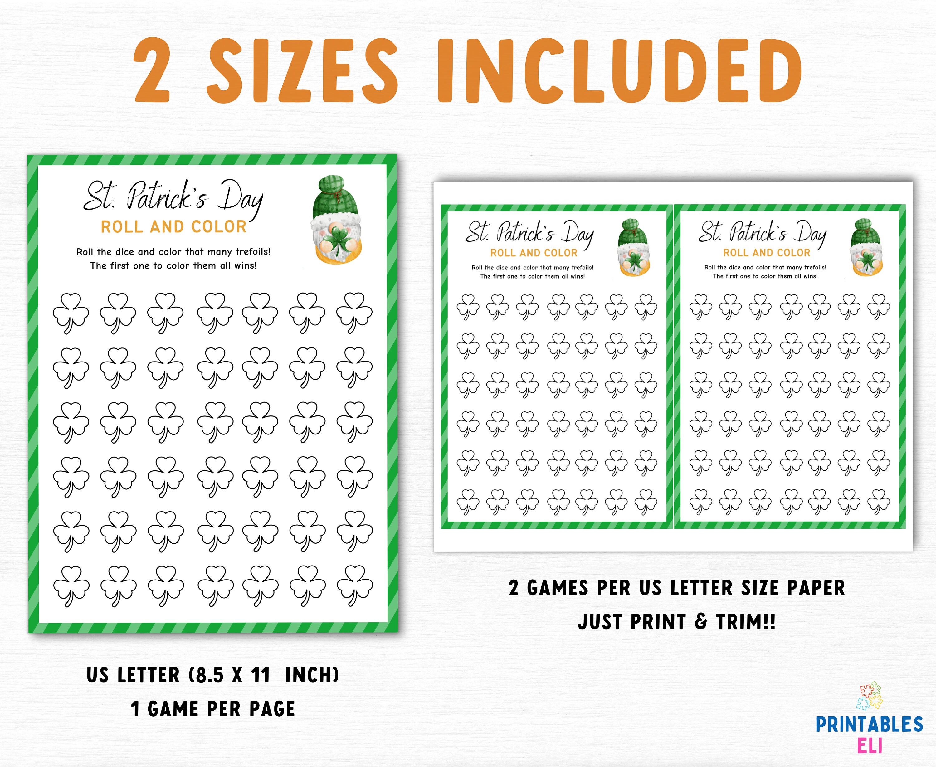 Roll and Color St. Patrick's Day Printable Game, Patrick's Day Page ...