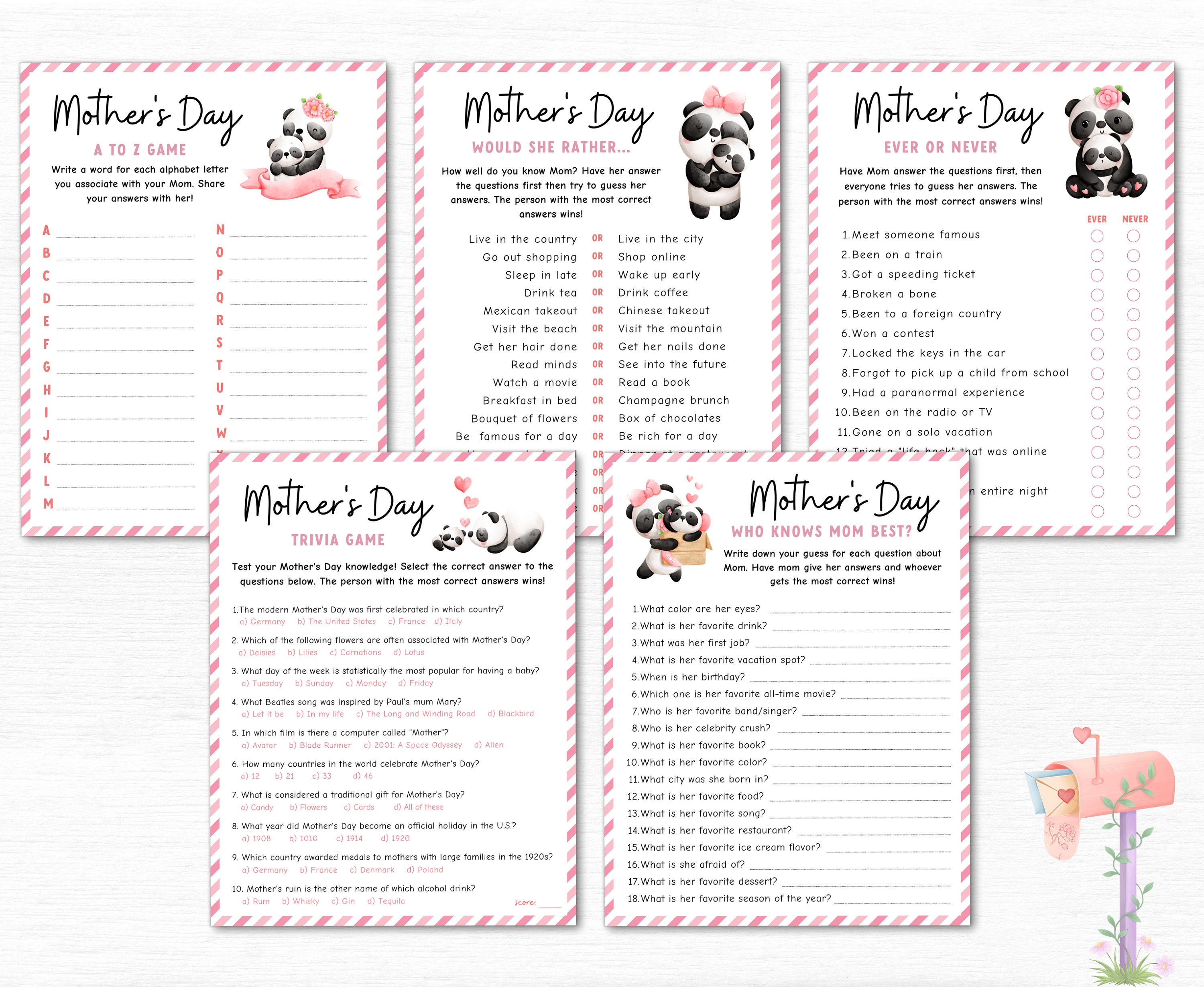 15 Mother's Day Games Bundle, Printable Games for Kids and Adults ...