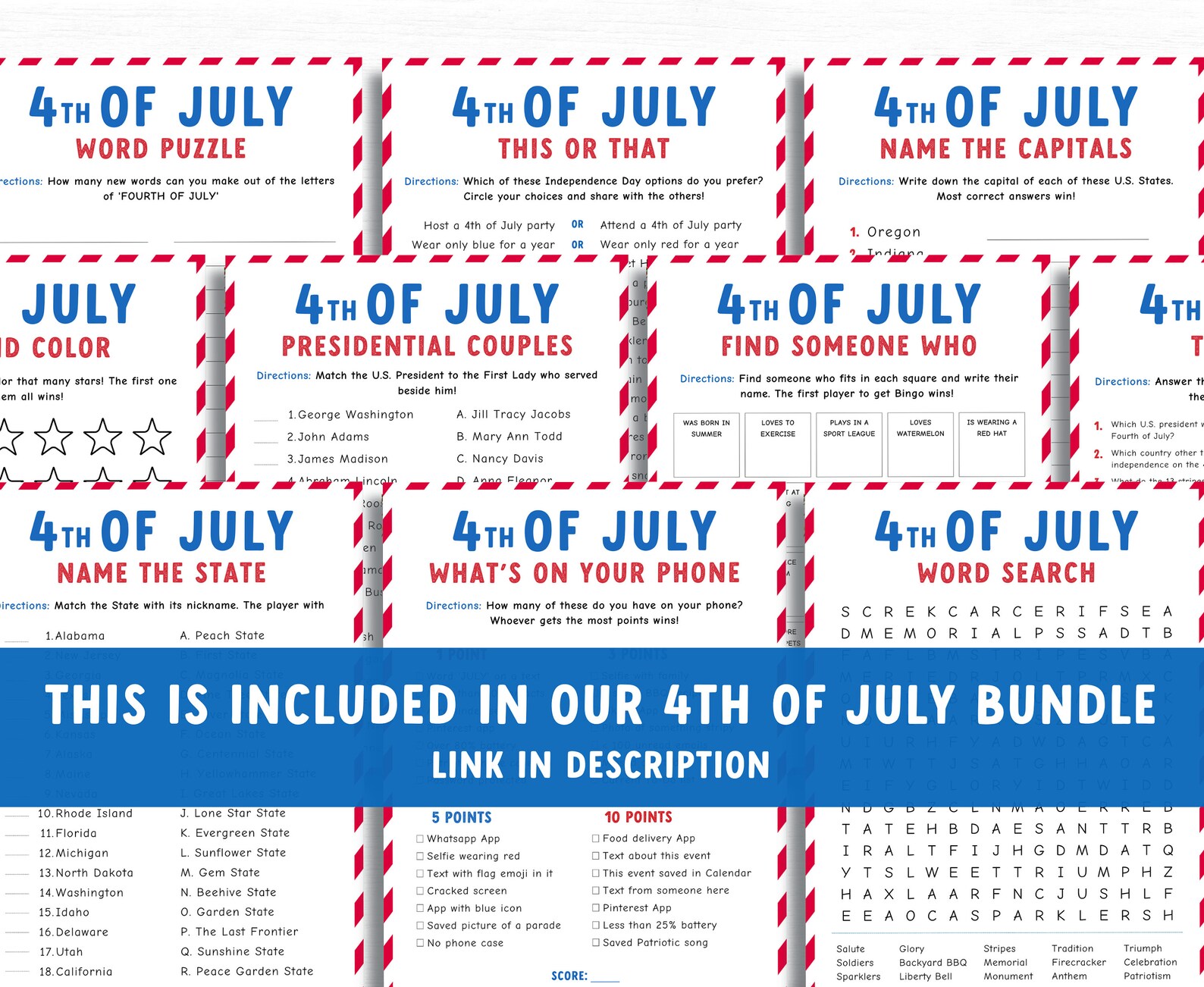 Fourth of July Scavenger Hunt Printable Game, 4th of July Game for Kids ...