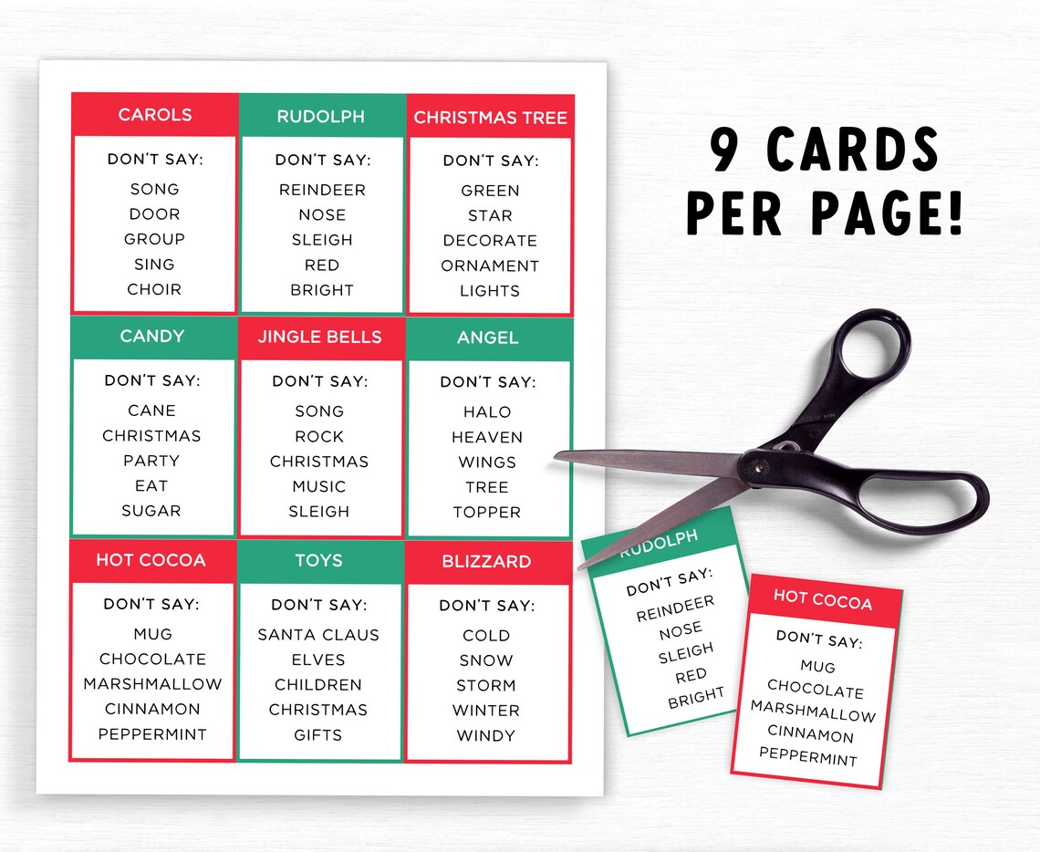 Christmas Taboo Game Family Party Game Printable Christmas - Etsy
