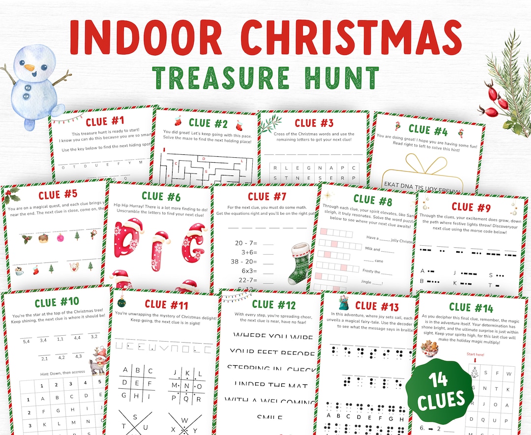 Indoor Christmas Treasure Hunt Game, Holiday Treasure Hunt for Teens ...