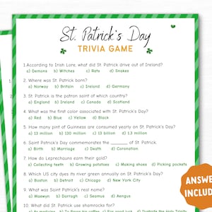 St. Patricks Day Trivia Game, Printable St. Patrick's Day Family Game ...
