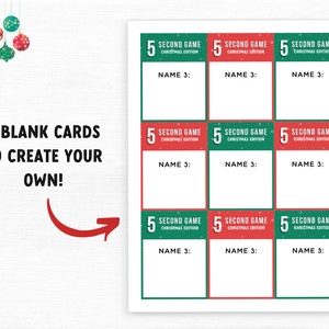Christmas 5 Second Game Printable, Party Game, Printable Christmas ...