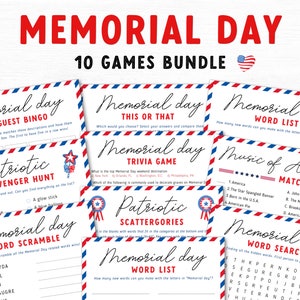 10 Memorial Day Games Bundle, Memorial Day Games for Kids and Adults ...