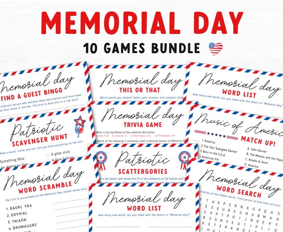 Hojas De Actividades Imprimibles Para El Día De Los Caídos