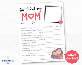 All About Mom Printable Mother's Day Questionnaire - Etsy