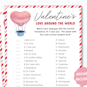 Valentines Day Love Around the World Printable Game, Printable ...