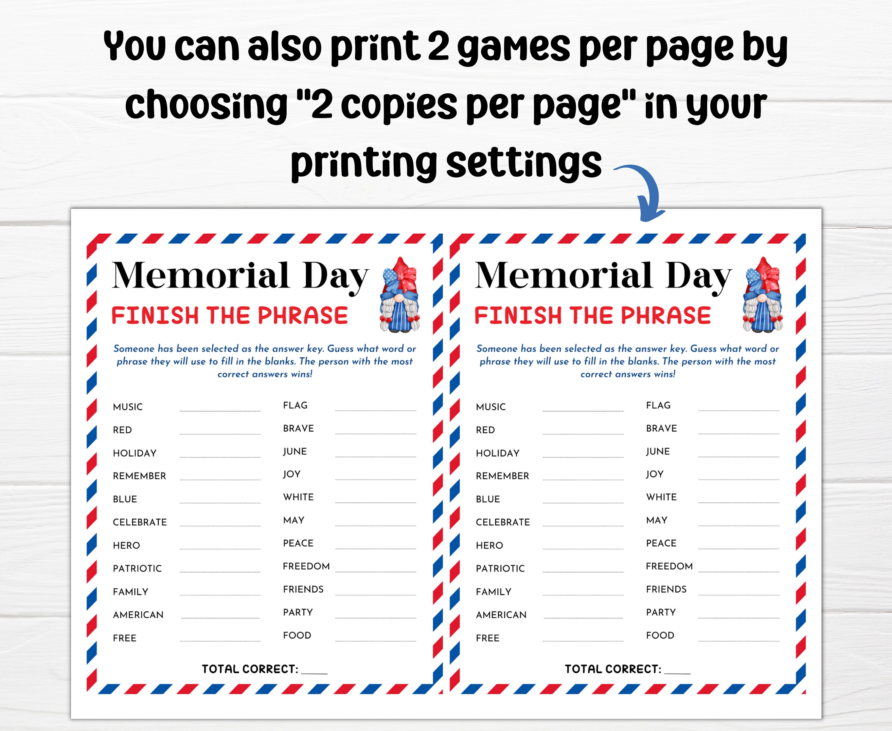 Printable Memorial Day Finish the Phrase Game, Memorial Day Game for ...