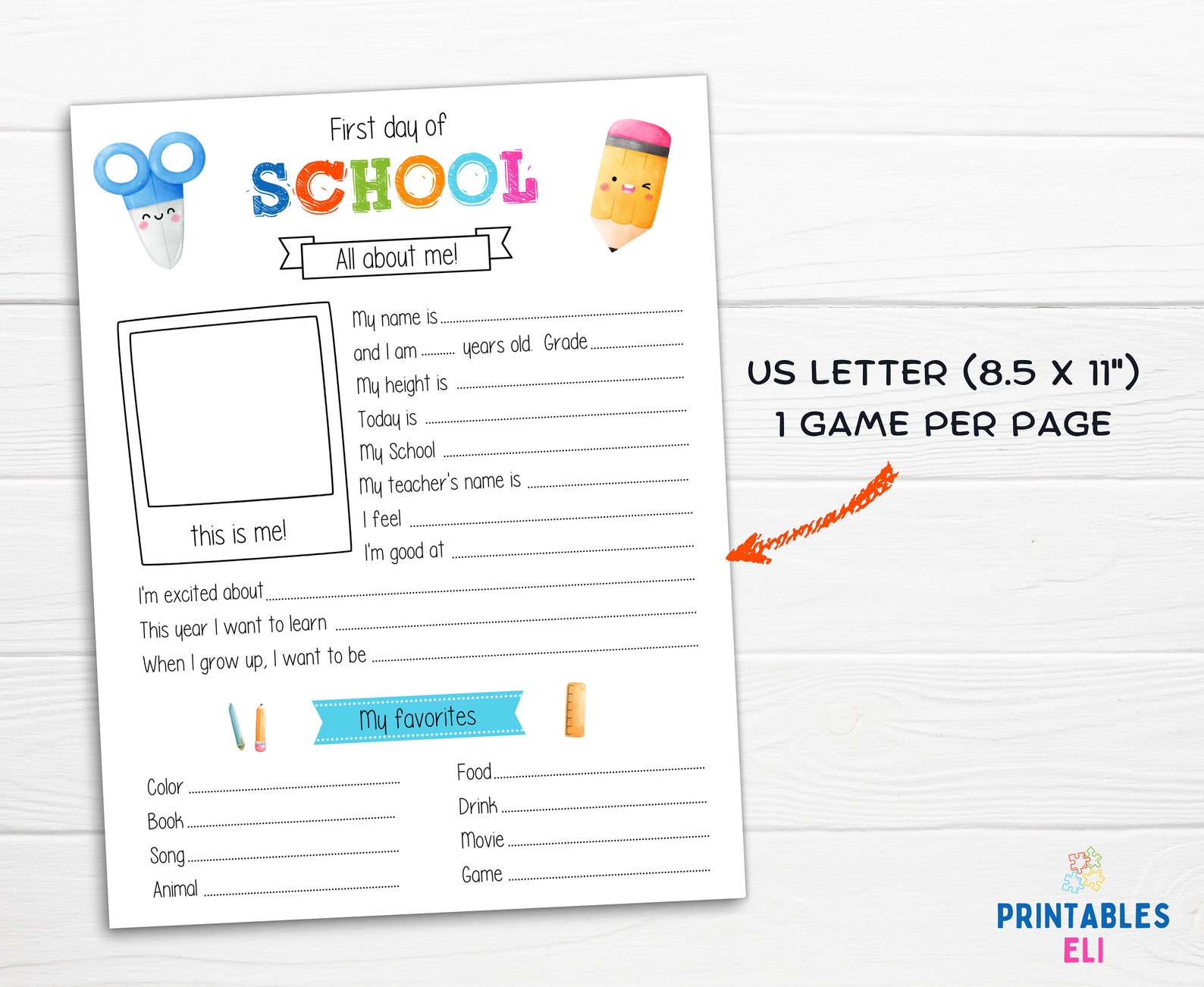 First Day of School Printable, Back to School Questionnaire Template ...