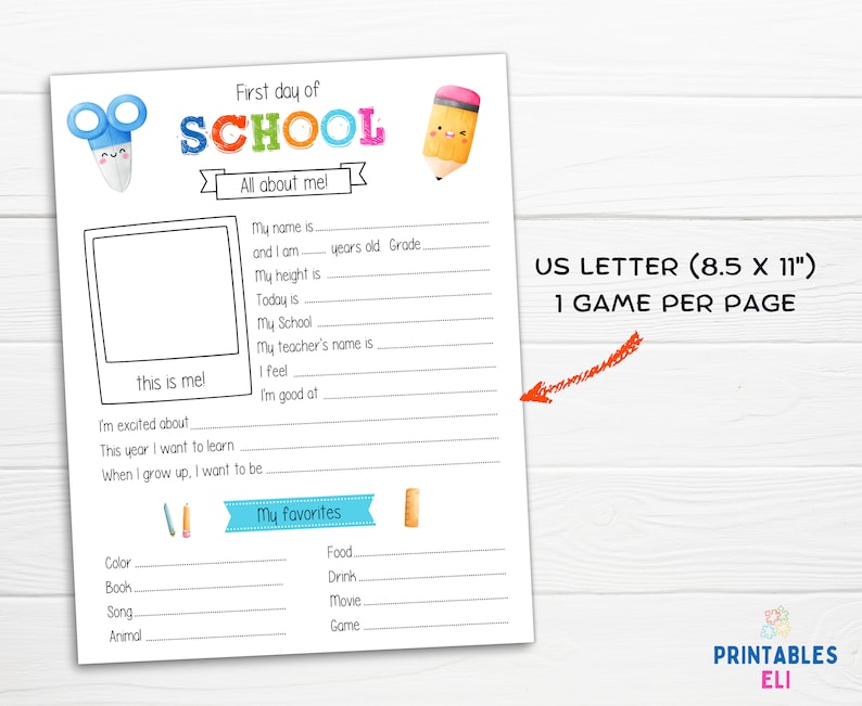 First Day of School Printable, Back to School Questionnaire Template ...
