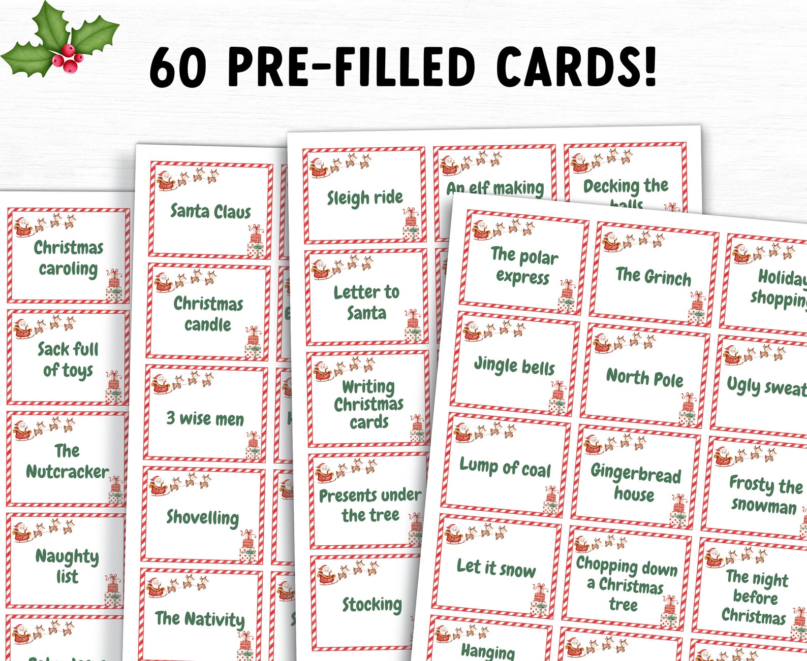 Christmas Charades Printable Game, Charades Cards, Christmas Pictionary ...