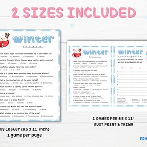 10 Winter Games Bundle Printable, Printable Winter Game for Kids and ...