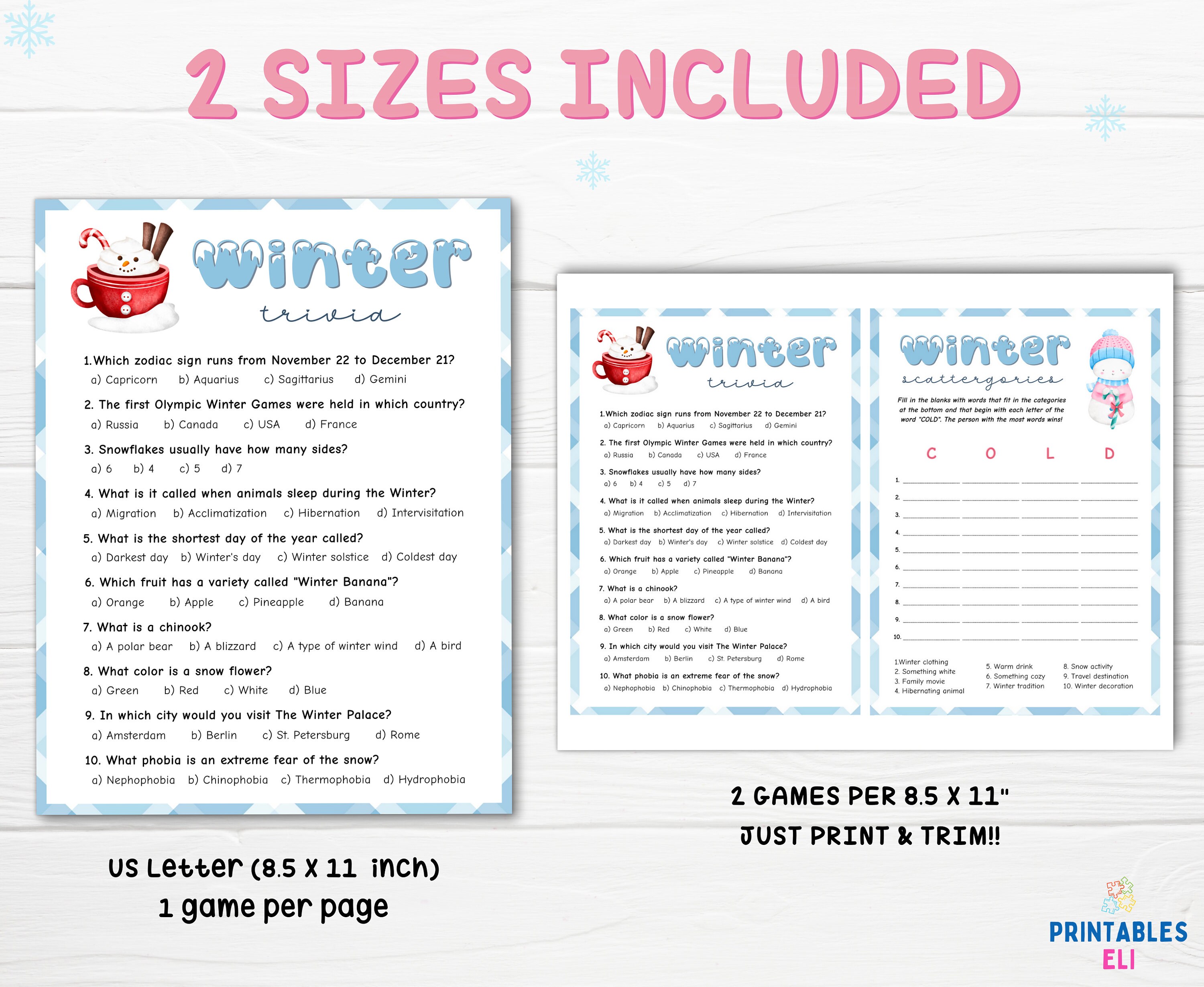 10 Winter Games Bundle Printable, Printable Winter Game for Kids and ...