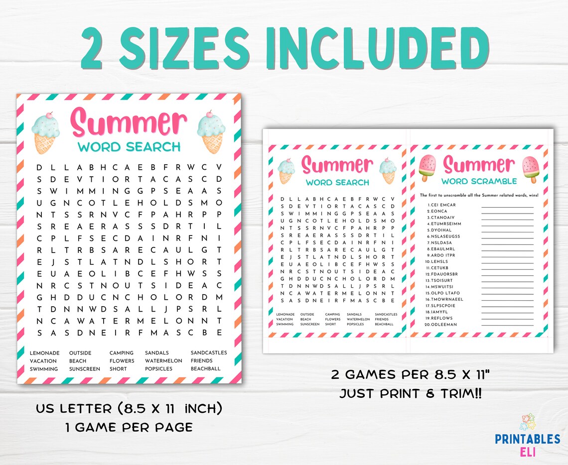 Summer Game Bundle Printable Summer Game for Kids and Adults - Etsy