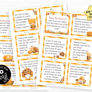 Editable Thanksgiving Treasure Hunt for Kids, Treasure Hunt Clues ...