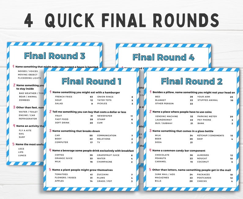 Family Feud Game Printable Family Game Night Family Quiz - Etsy