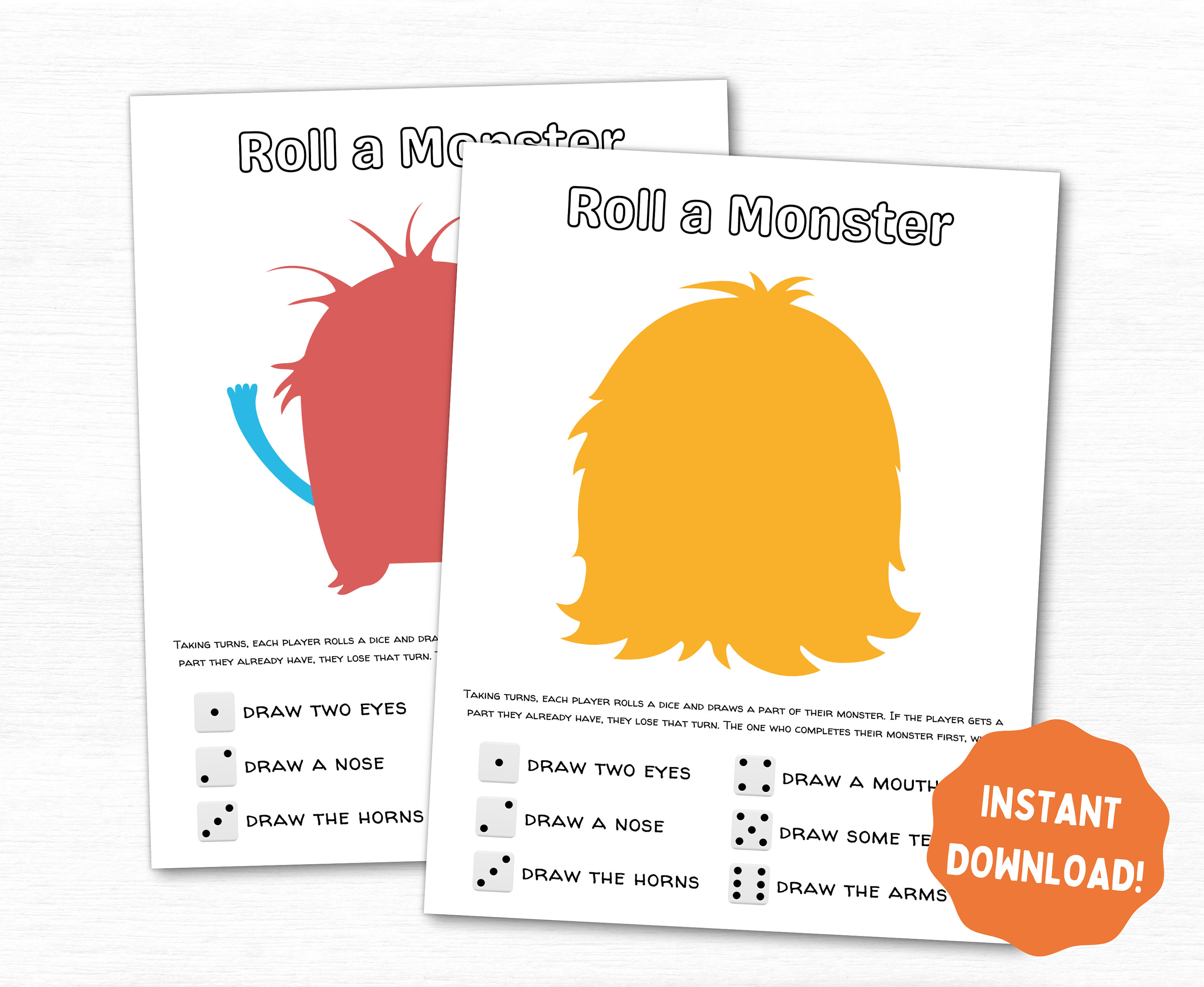 Roll a Monster Game for Kids, Halloween Dice Game Children, Party Game ...