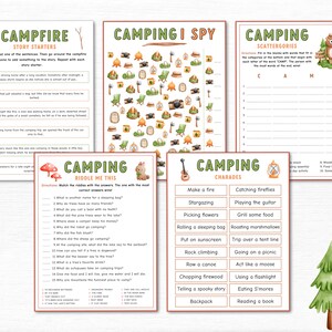 Camping Games Printable Bundle, Printable Camping Game for Kids and ...